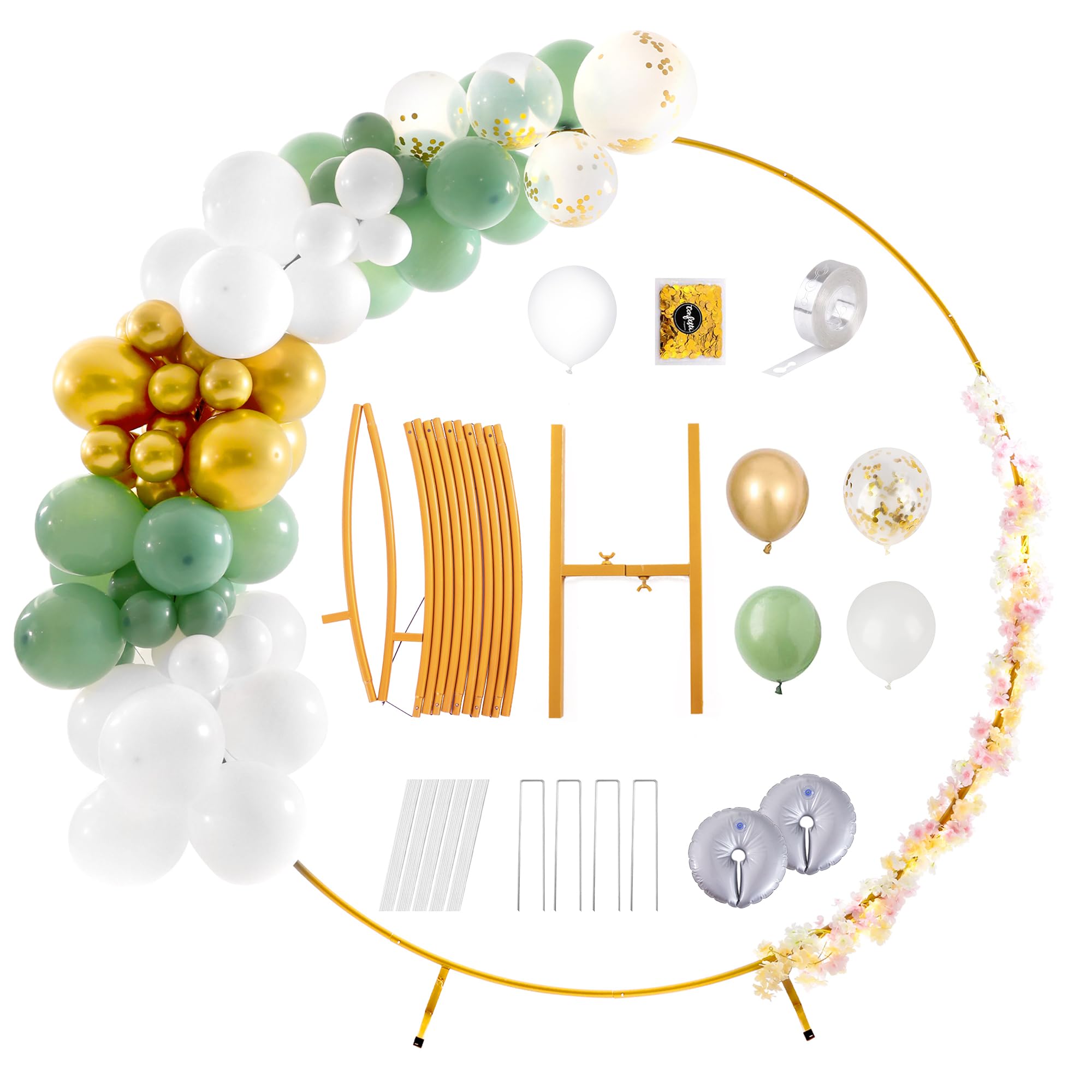 6.5ft Round Backdrop Stand Metal Balloon Arch Stand with Guide Rope and ...