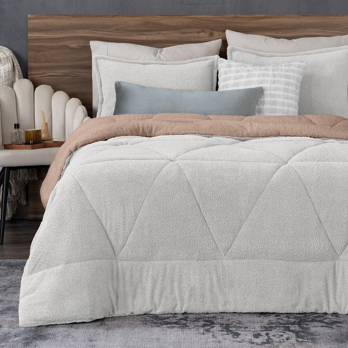 REAL TEXTIL Cobertor Aborregado con Fundas, Edredón Afelpado Invernal ...