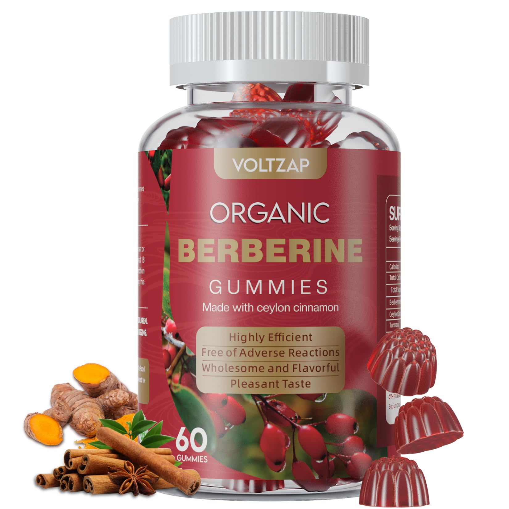 Amazon.com: VOLTZAP Berberine Supplement Gummies 1200mg: Berberine with ...
