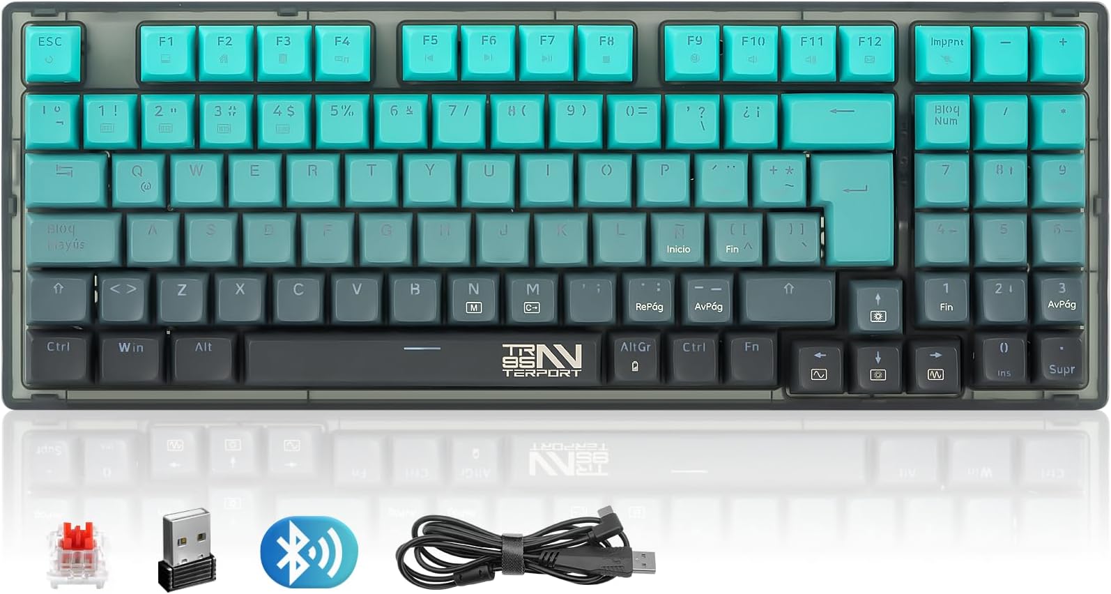 TERPORT TR95 Teclado mecánico español en 3 modos con cable/2.4G ...