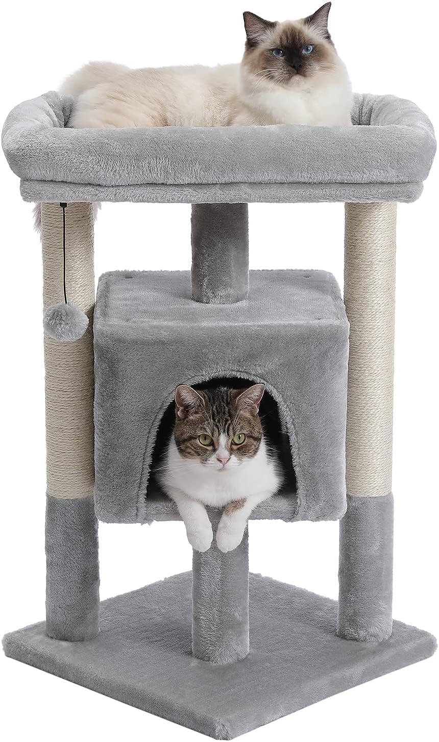 PEQULTI Small Cat Tree for Kitten & Medium Size Cats [28"=72cm] with 2 ...