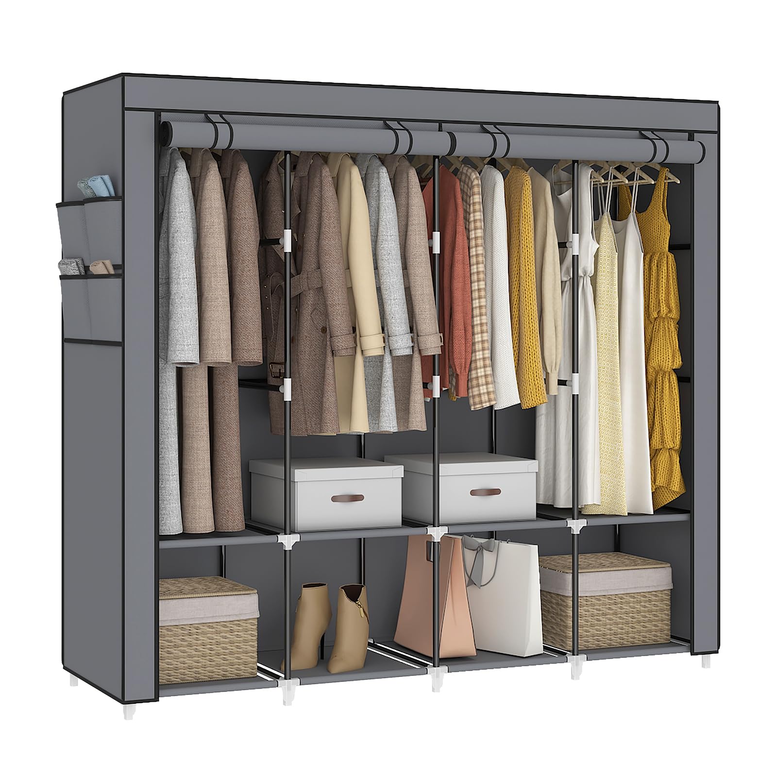 Amazon.com: MOGELAFOO 67 Inch Portable Closet Wardrobe for Hanging ...