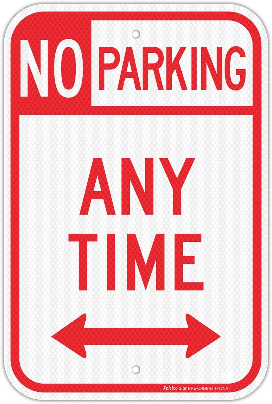 Amazon.com: No Parking Anytime Sign with Arrows, No Parking Sign, 18 x ...