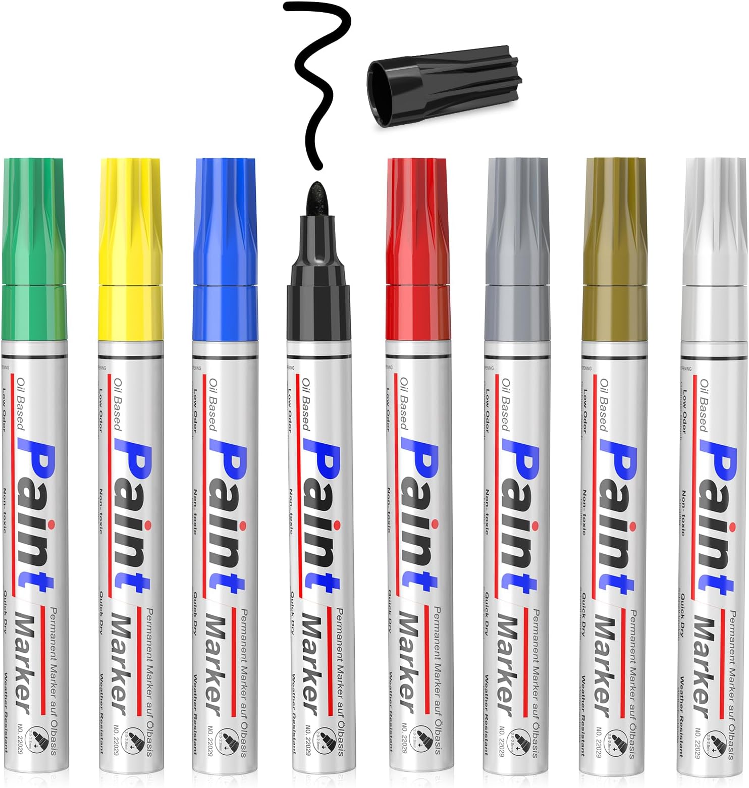 SAKEYR Paint Pens Paint Markers, 8 Coloured Permanent Marker Pens ...