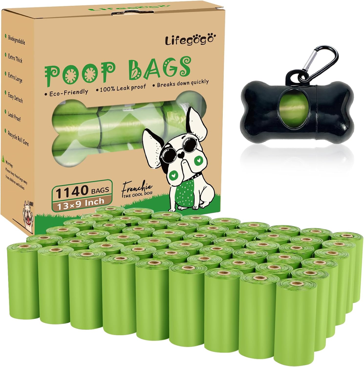 Amazon.com: Dog Poop Bag 1140 Counts 57 Rolls, Unscented Doggy Poop ...
