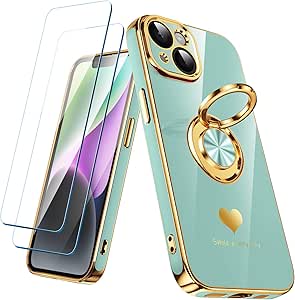 Amazon.com: Nonional Compatible for iPhone 14 Case with 2 Pack Screen Protector, 360° Rotatable ...
