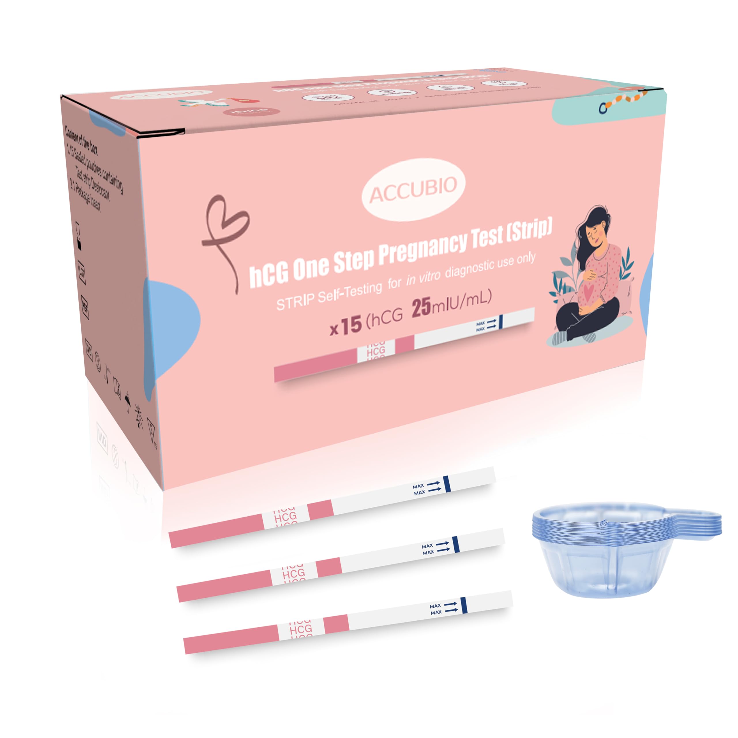 Amazon.com: Pregnancy Test Strips with Urine Cups, 15 Count ...