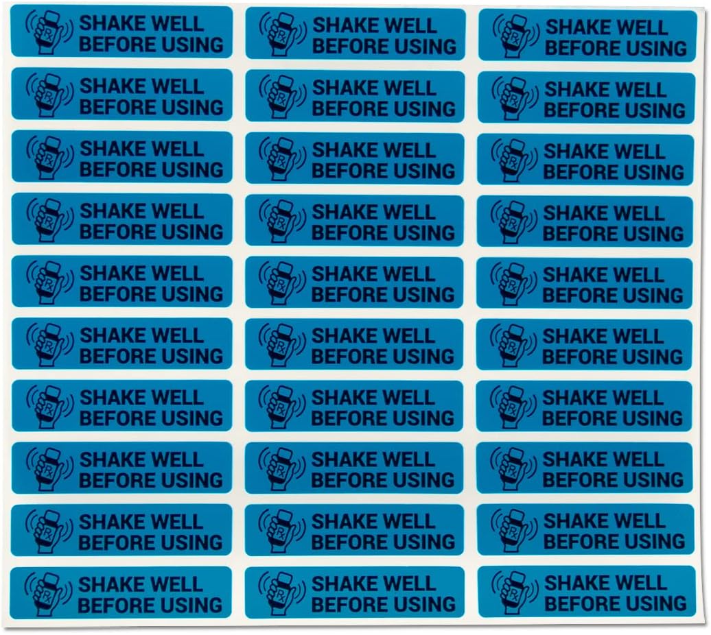 Amazon.com : 1.7 x 0.4 inch - Shake Well Before Using Labels (Blue ...
