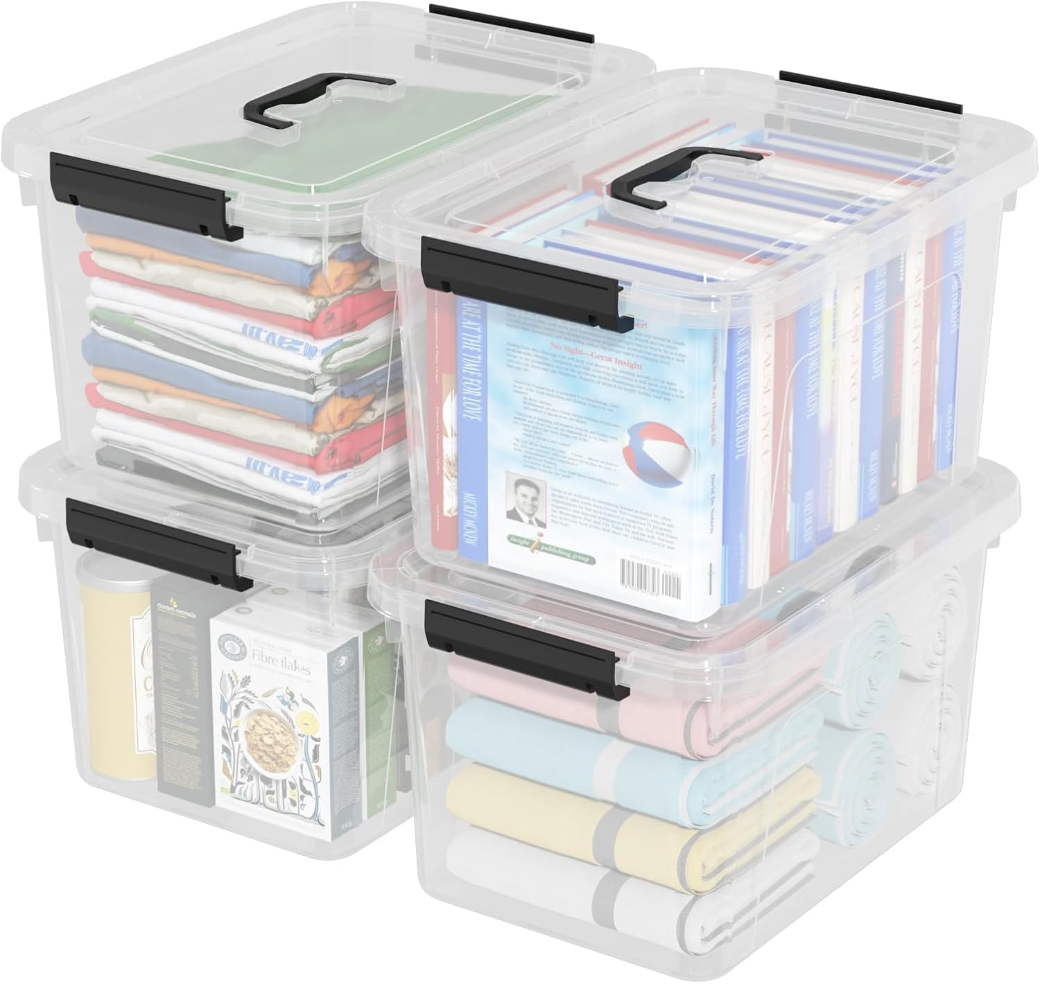 Amazon.com - Vadidiya 4 Packs 18 Quart Clear Plastic Storage Latching ...