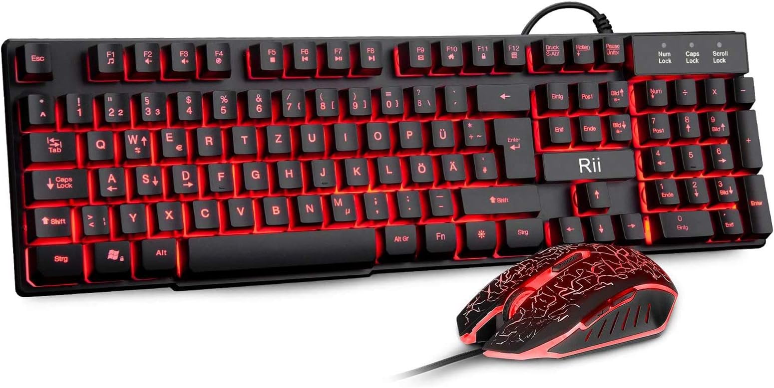 Rii Gaming tangentbord och mus-set, 3 LED-bakgrundsbelysning, perfekt ...