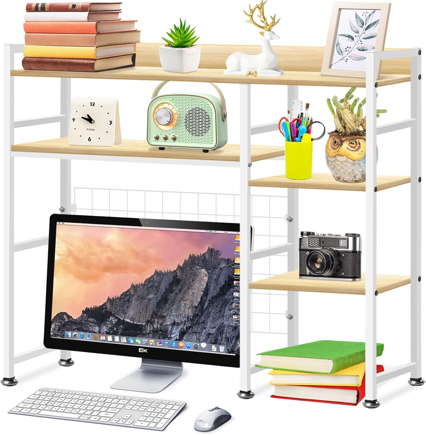 Amazon.com: NDSWKR Desktop Bookshelf, 37 x 35 x 8 Inch Adjustable Desk ...