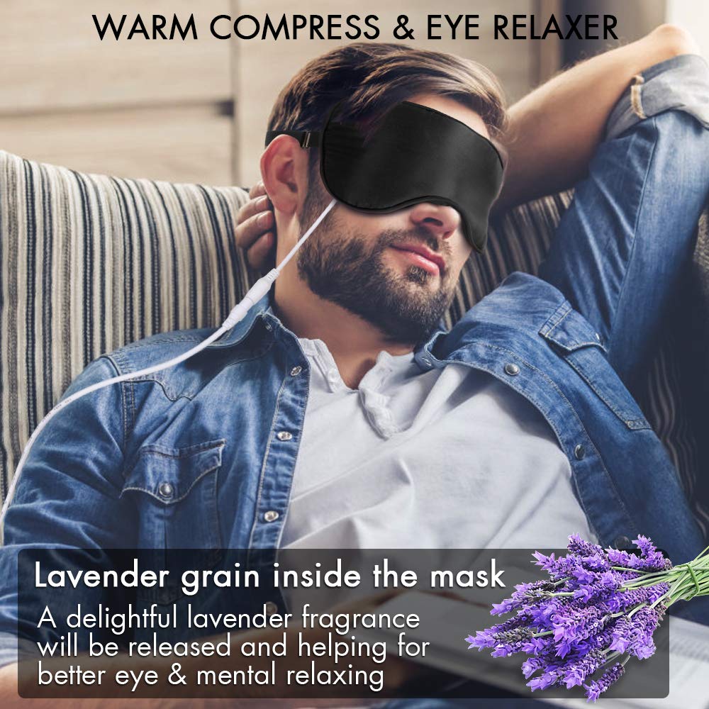 Buy Heated Eye Mask, Far Infrared Moist Heat Eye Compress Mask USB ...