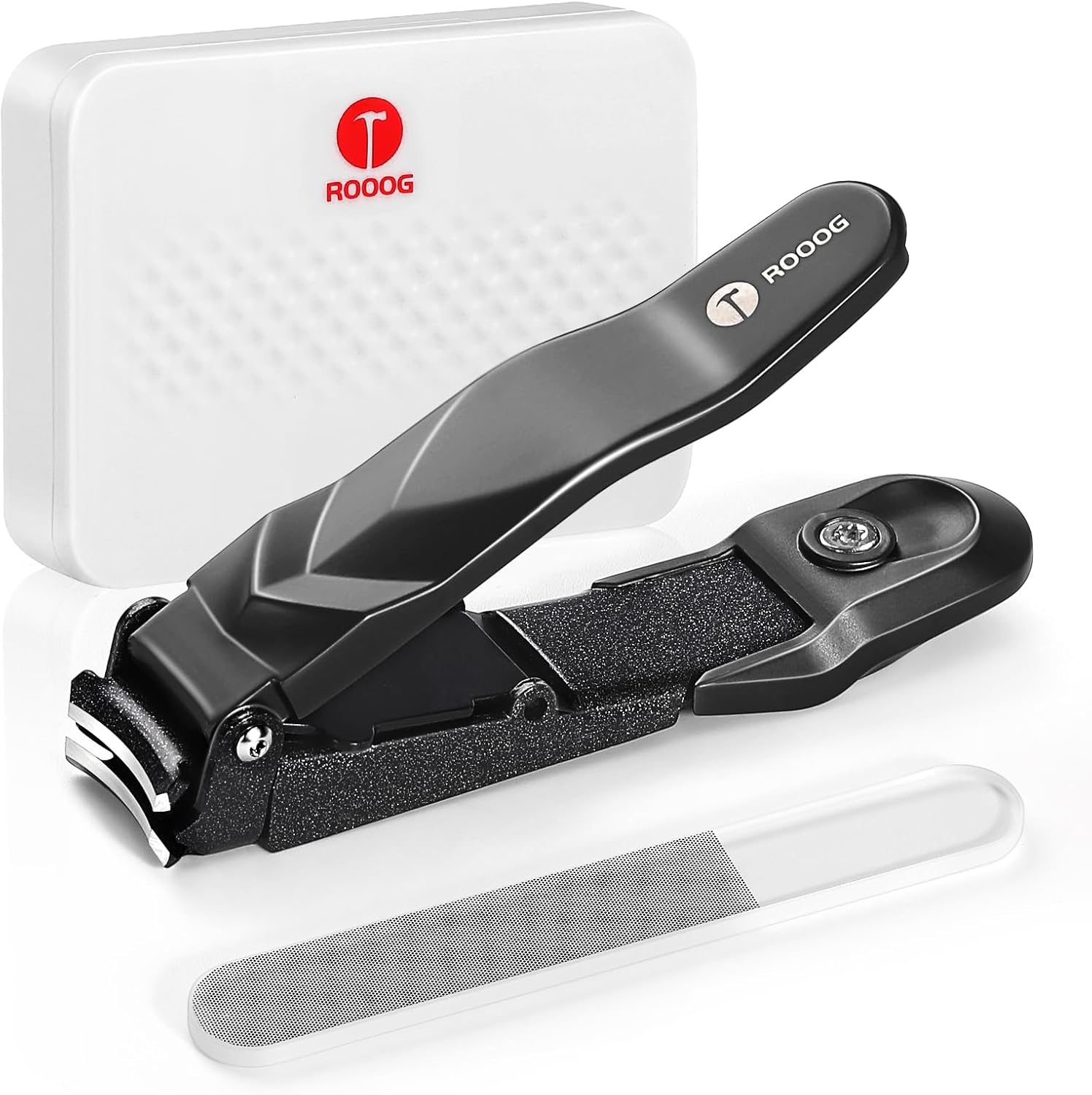 Amazon.com : ROOOG Nail Clippers for Men Women with Catcher,No Splash ...