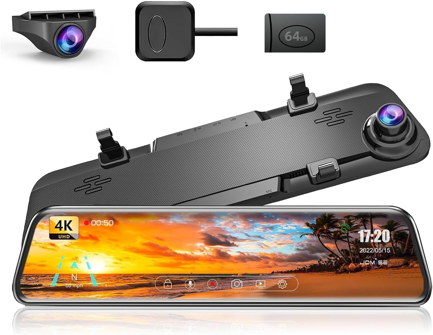 Amazon.com: JOMISE K17 4K 12“ Mirror Dash Cam with Hardwire Kit for 24H Parking Monitoring ...