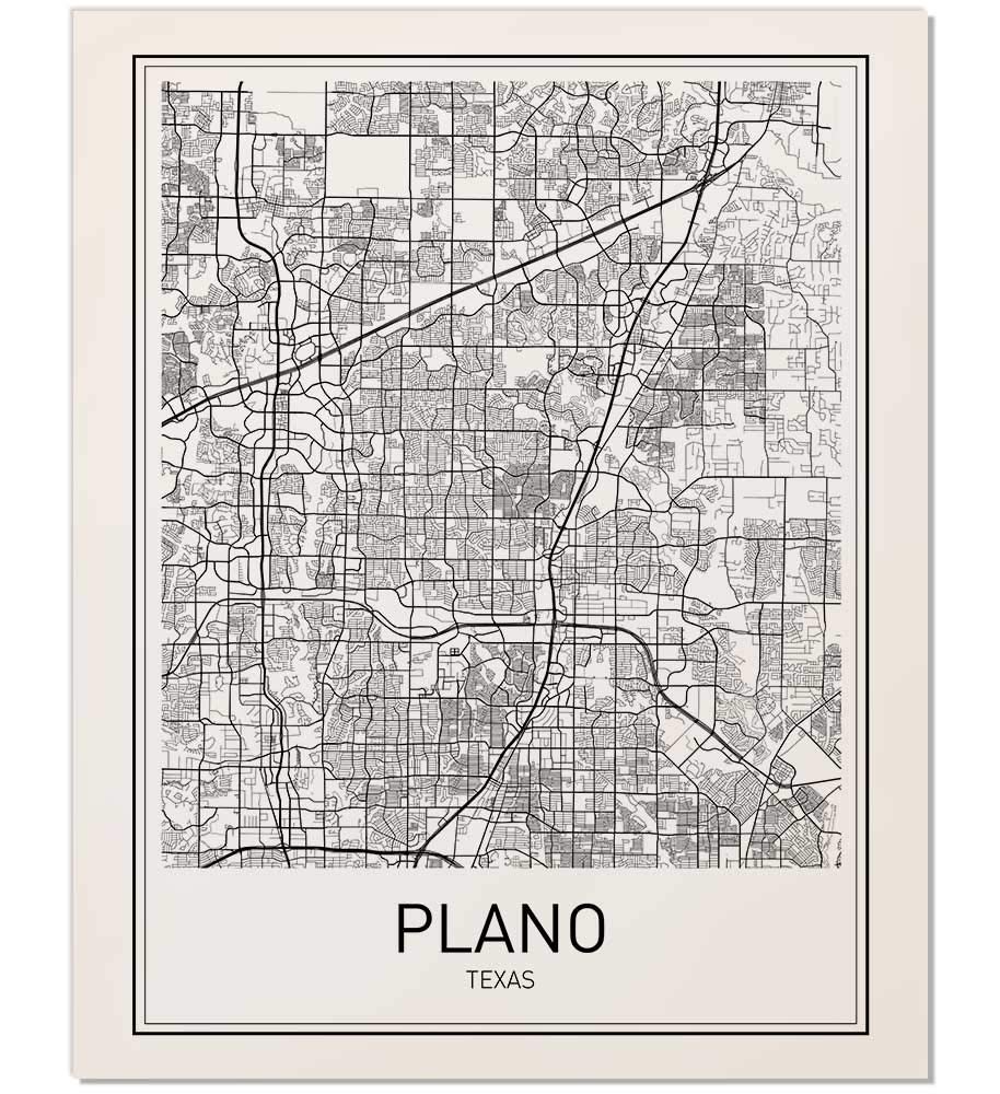 Plano Poster Plano Map Of Plano City Map Posters Modern | Desertcart ...