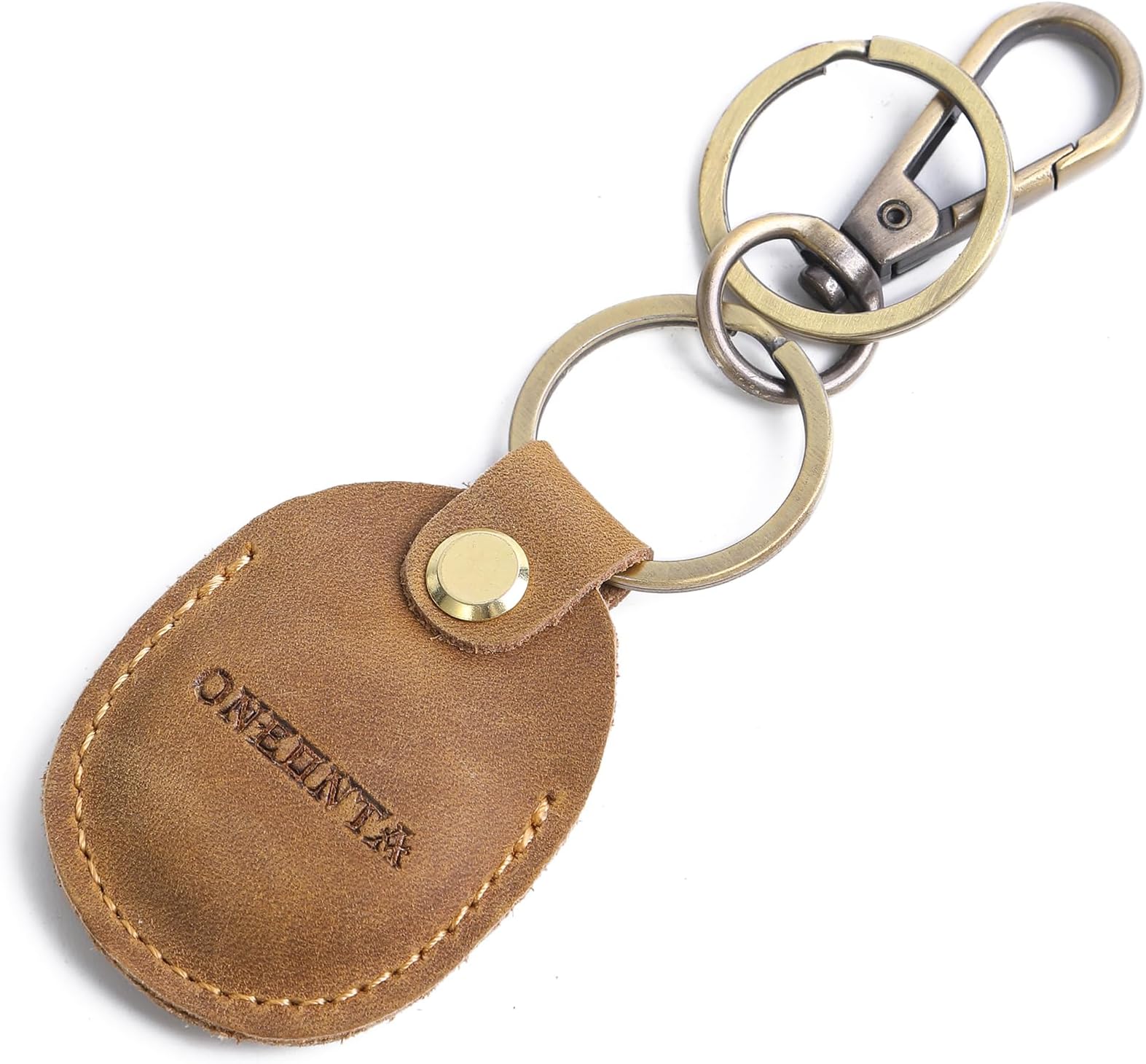 Amazon.com: Airtag Holder Keychain-Genuine Leather Airtag Keychain ...