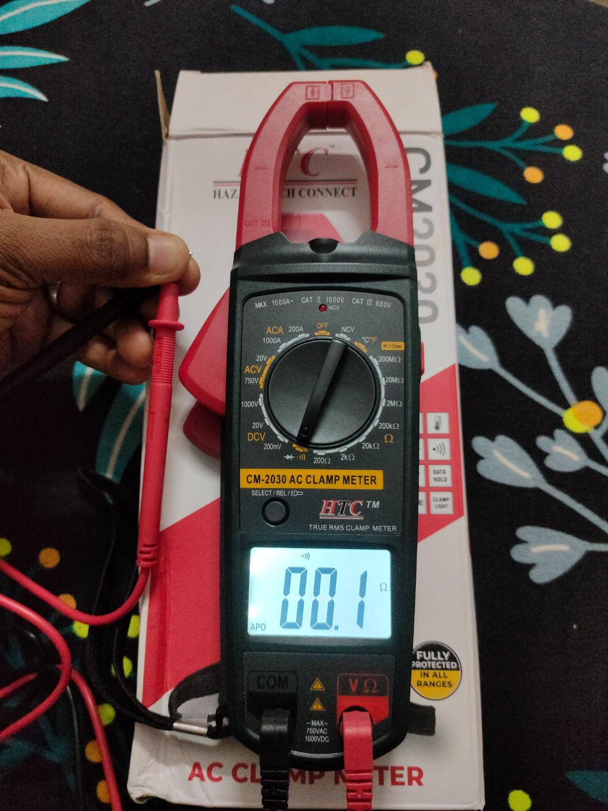 HTC CM-2030 Digital Ac ClampMeter 1000A Tester Clip-On-Meter With 1 ...