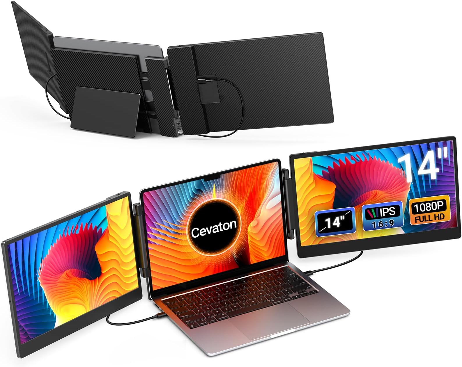 Amazon.com: KEFEYA Laptop Screen Extender, 14" FHD 1080P Triple ...