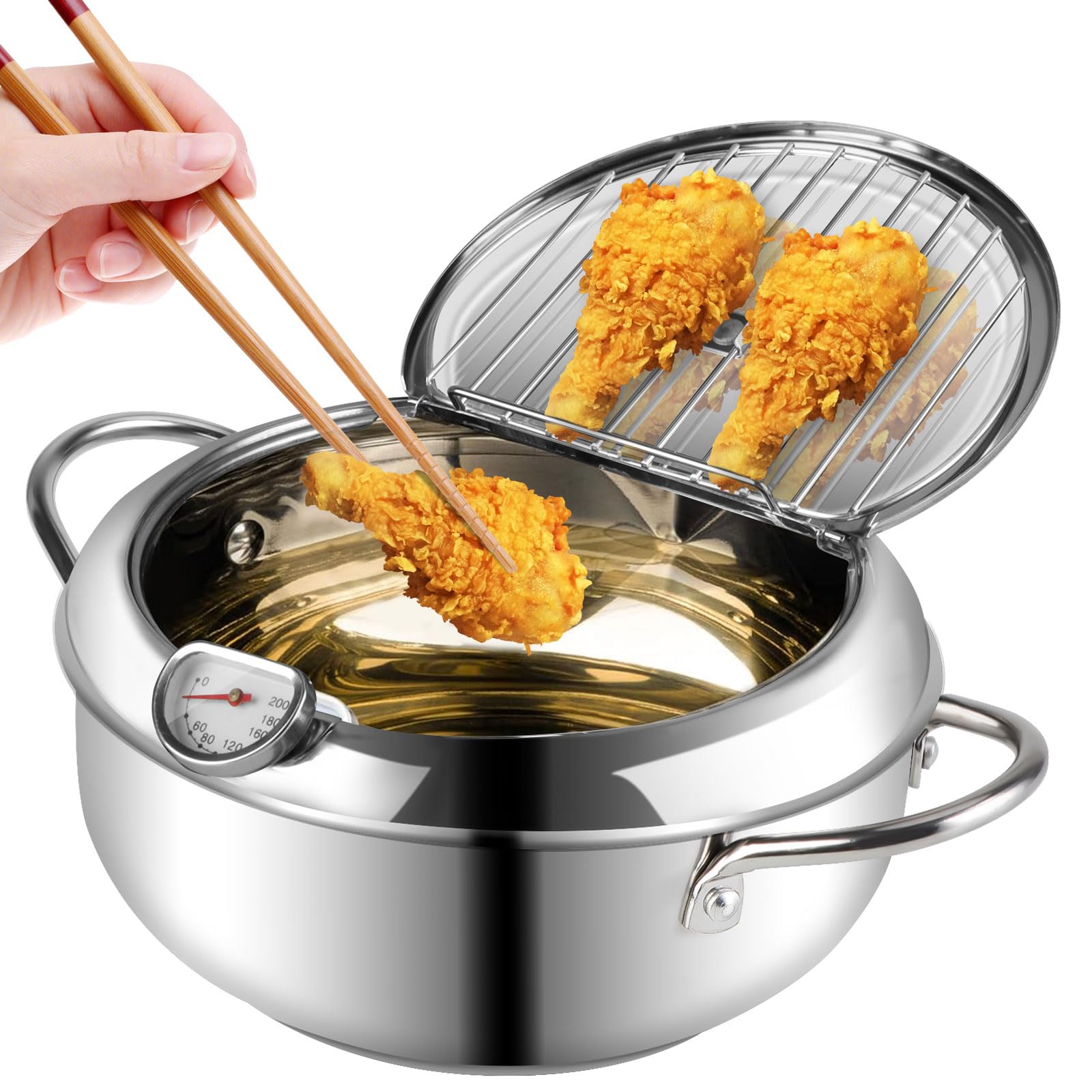 Amazon.com: 304 Stainless Steel Japanese Frying Pot with Temperature ...