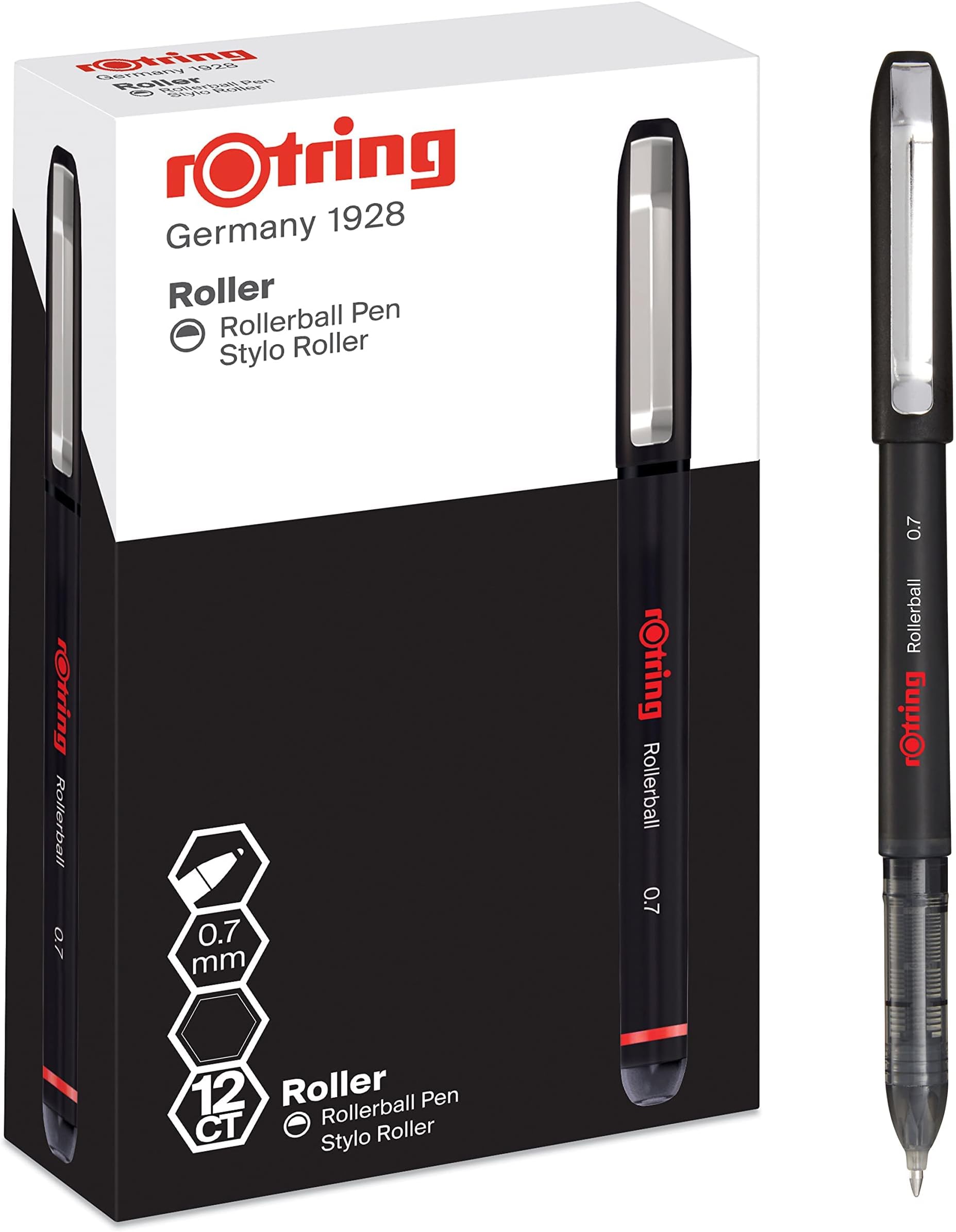 rOtring Tikky Graphic Fine Liner Pen 0.70mm - Black Ink, Box of 12 ...
