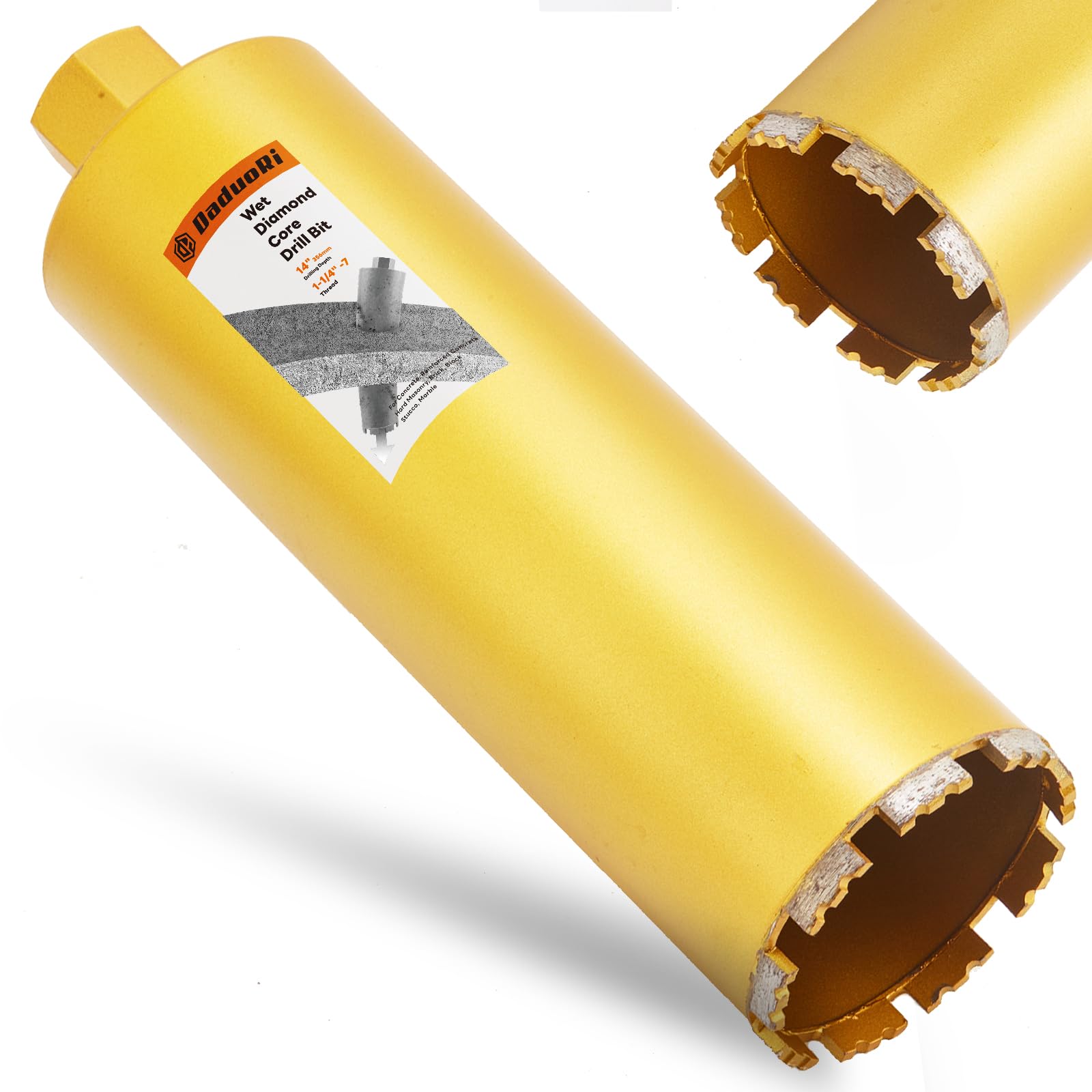 DaduoRi 6 Inch Wet Core Drill Bit, 6" Diameter x 14" Depth,1-1/4"-7 ...