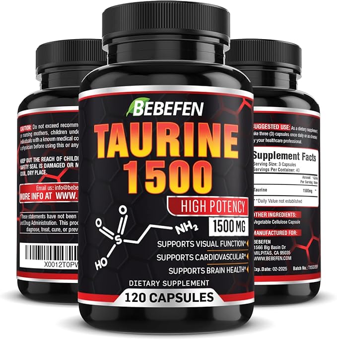Taurine Capsule 1500mg - 120 Capsules - Support Your Daily Health ...