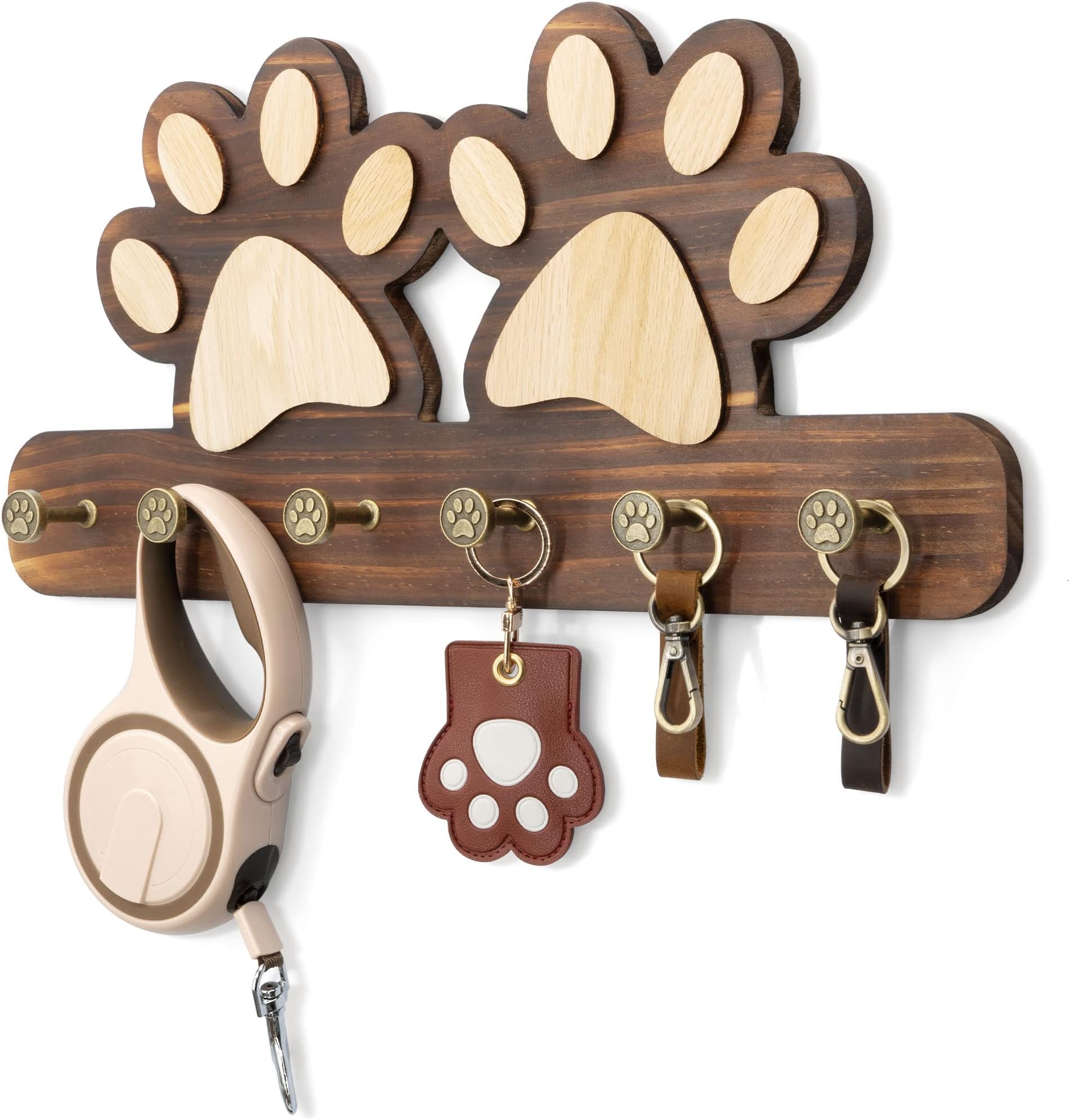 Amazon.com: Dog Leash Holder for Wall Wooden Dog Paw Hangers Wall Mount ...