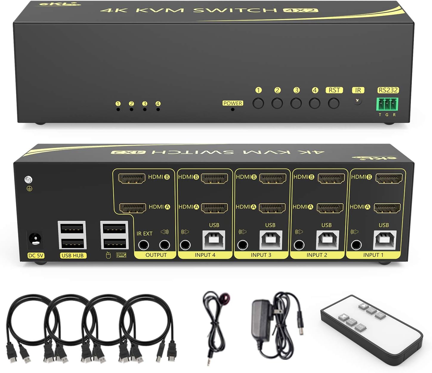 Amazon.com: eKL HDMI KVM Switch 4 in 2 Out Dual Monitor Extended ...