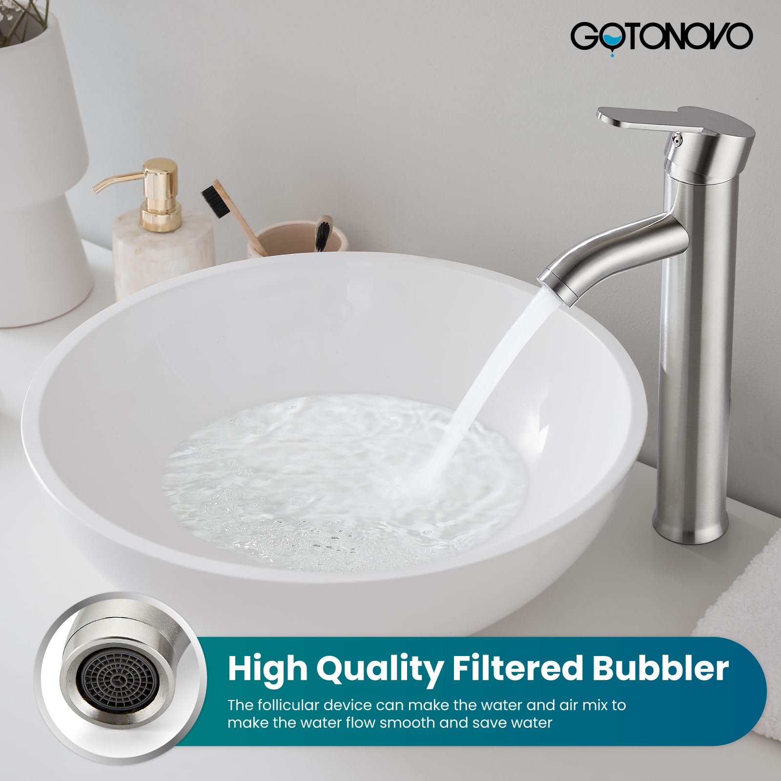 Snapklik.com : Gotonovo Vessel Sink Bathroom Faucet Brushed Nickel ...