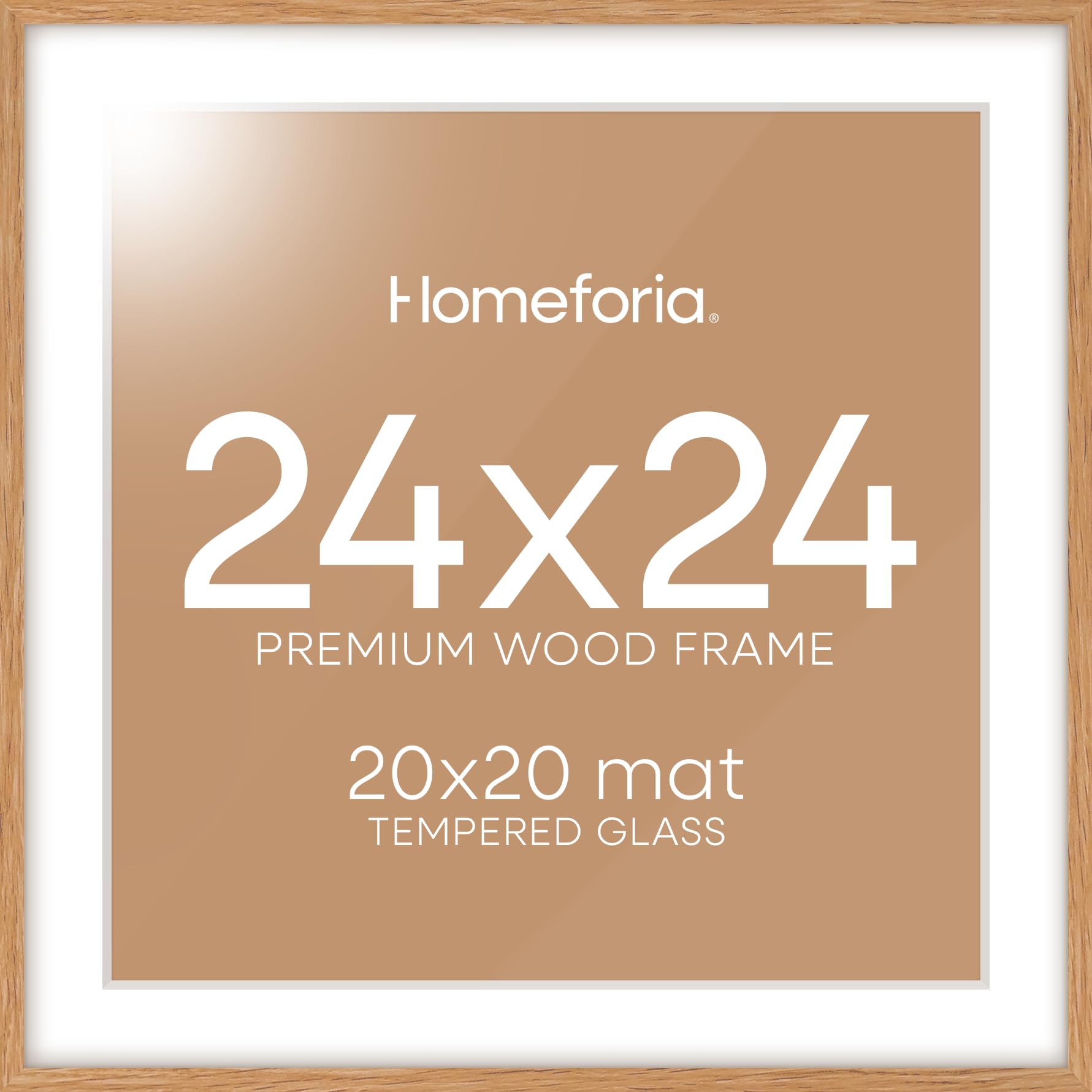 Homeforia 24x24 Picture Frame Wood, High End Oak 24x24 Natural Wood ...