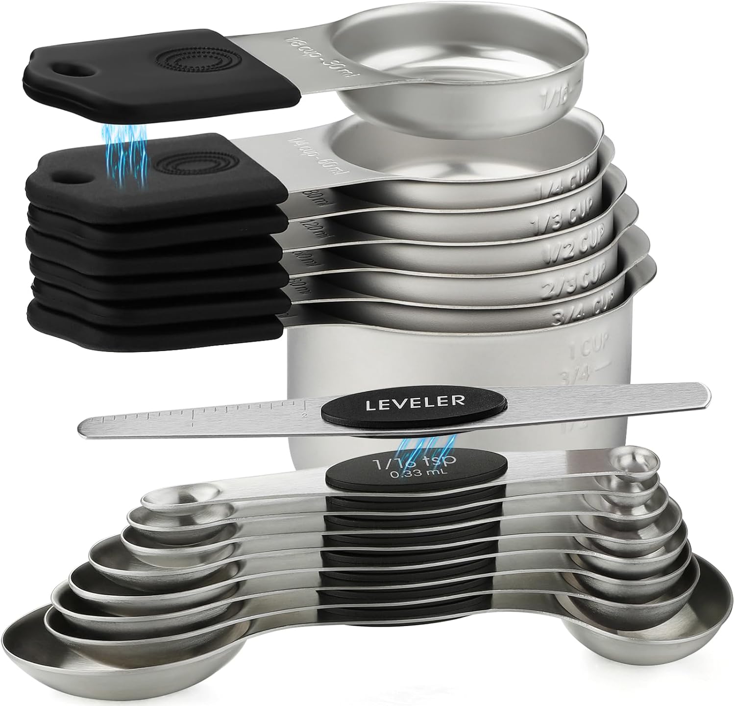 Amazon.com: Magnetic Measuring Cups and Spoons Set Stainless Steel ...