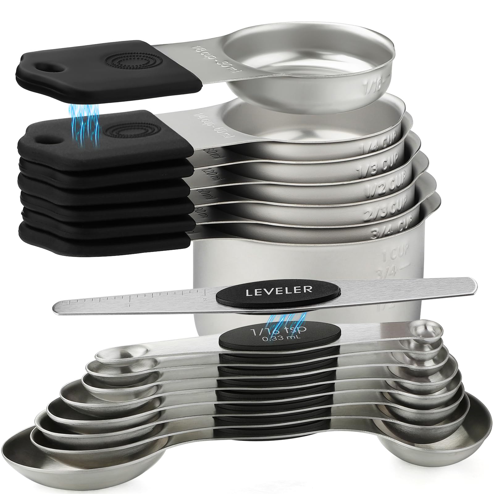 Amazon.com: Magnetic Measuring Cups and Spoons Set Stainless Steel ...