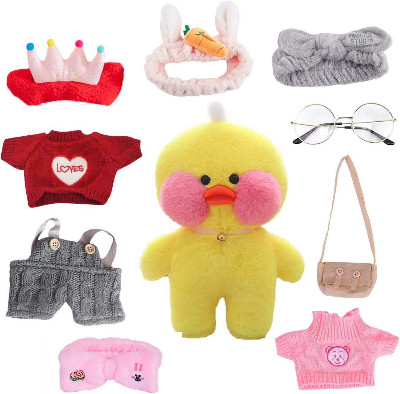 Amazon.com: PAPCOOL Yellow Duck Stuffed Animal Clothes 9 Accessories ...