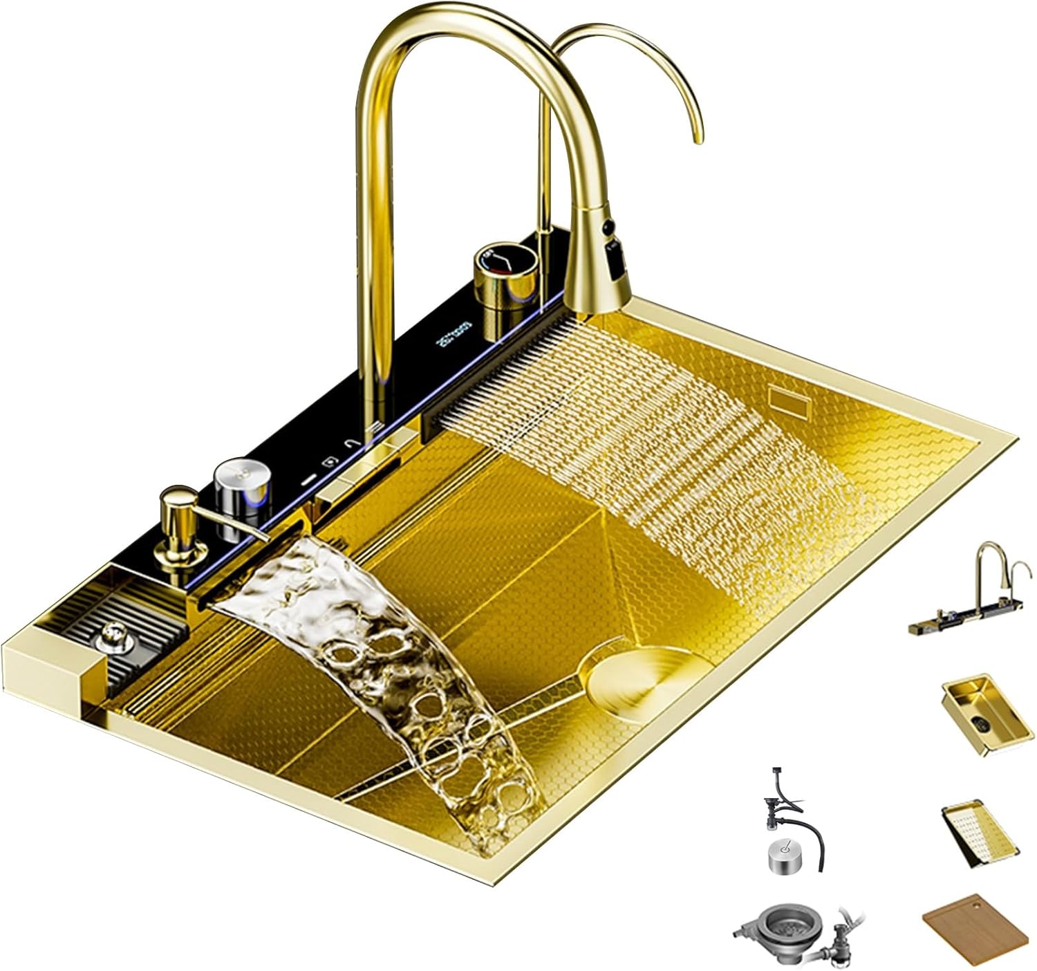 Golden Kitchen Sink Home Deluxe Smart Kitchen Sink Multifunctional Nano ...