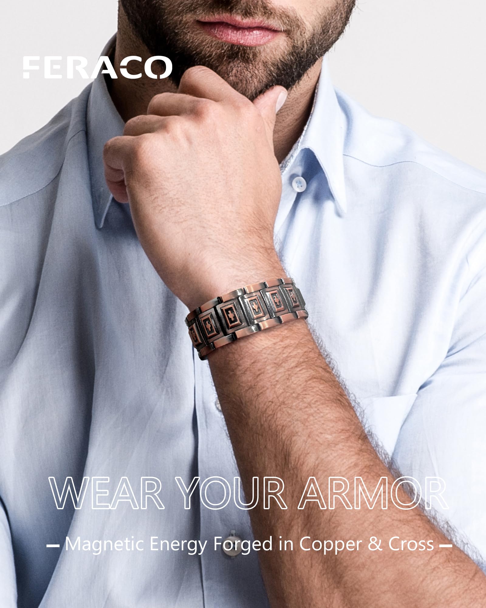 Snapklik.com : Feraco 3X Strength Copper Magnetic Cross Bracelet For ...
