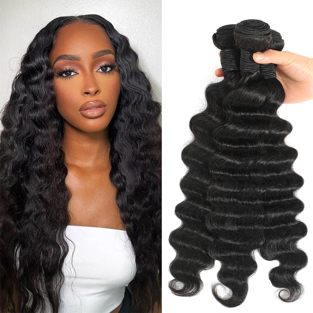Amazon.com : Ralisa 16A Loose Deep Wave Human Hair 4 Bundles 14 16 18 ...