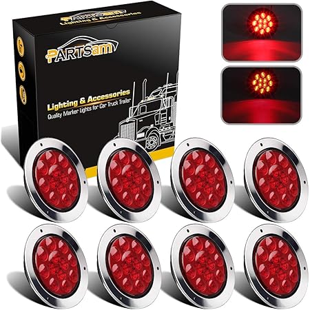 Amazon.com: Partswcgg 10Pcs 4 Inch Round Led Trailer Tail Lights Red ...