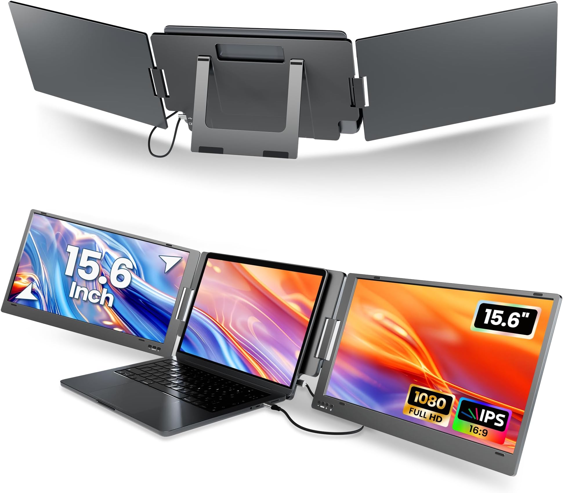 KPKUE Laptop Screen Extender, 14" 1080P FHD IPS Dual Portable Monitor ...