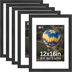 Amazon.com - VCK 12x16 Black Picture Frame 5 Pack, Wood Poster Frame ...