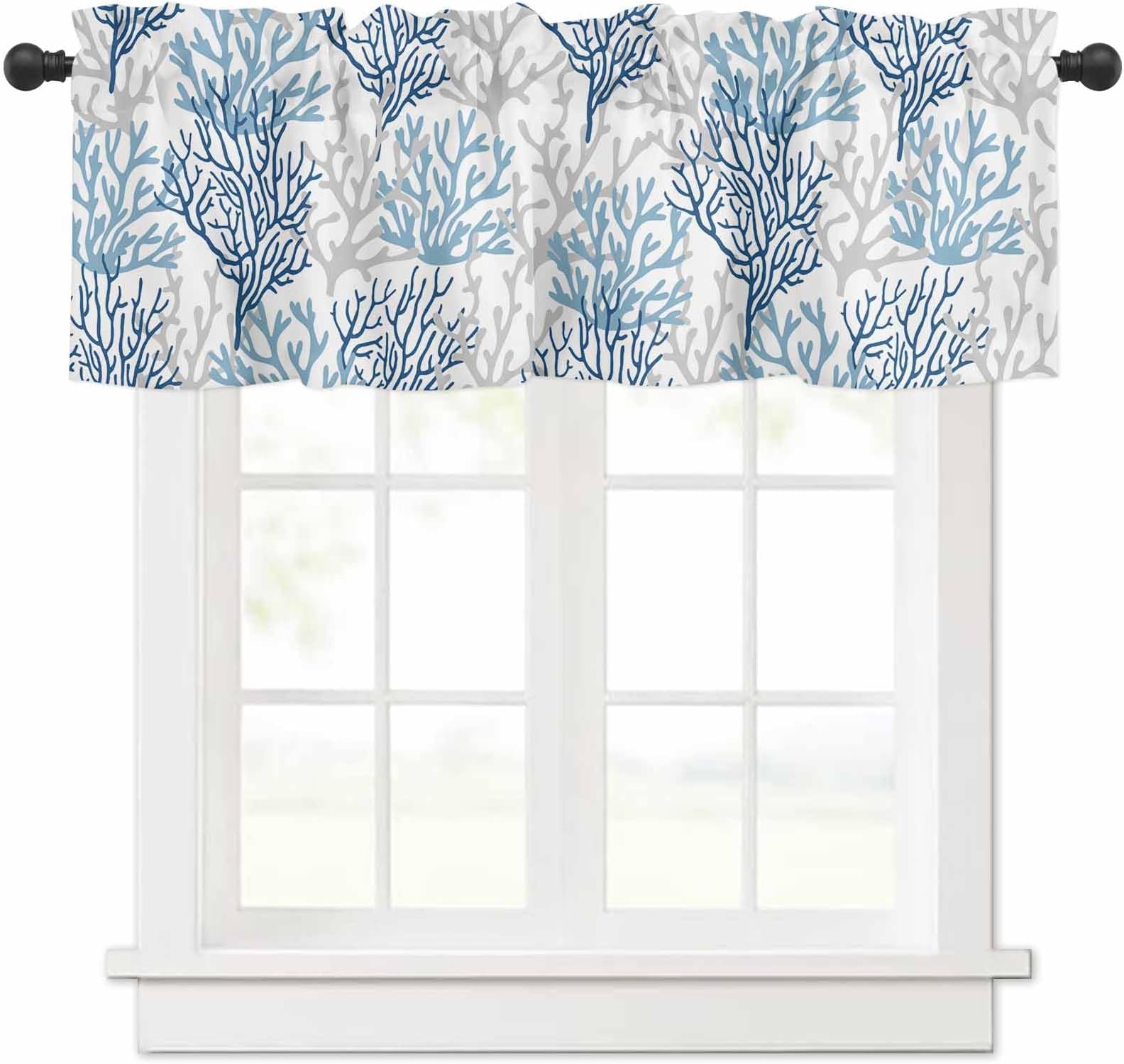Amazon.com: Lsrtoss Navy Blue Coral Coastal Farmhouse Short Window ...