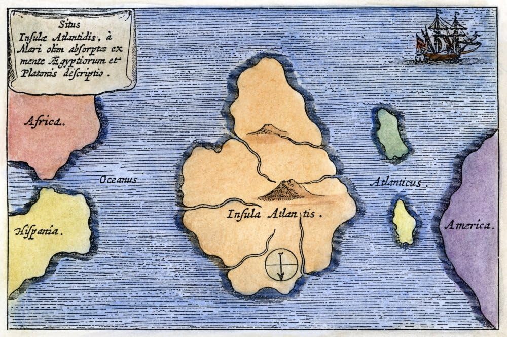Amazon.com: Map Of Atlantis 1678 Natlantis As A Very Large Island ...