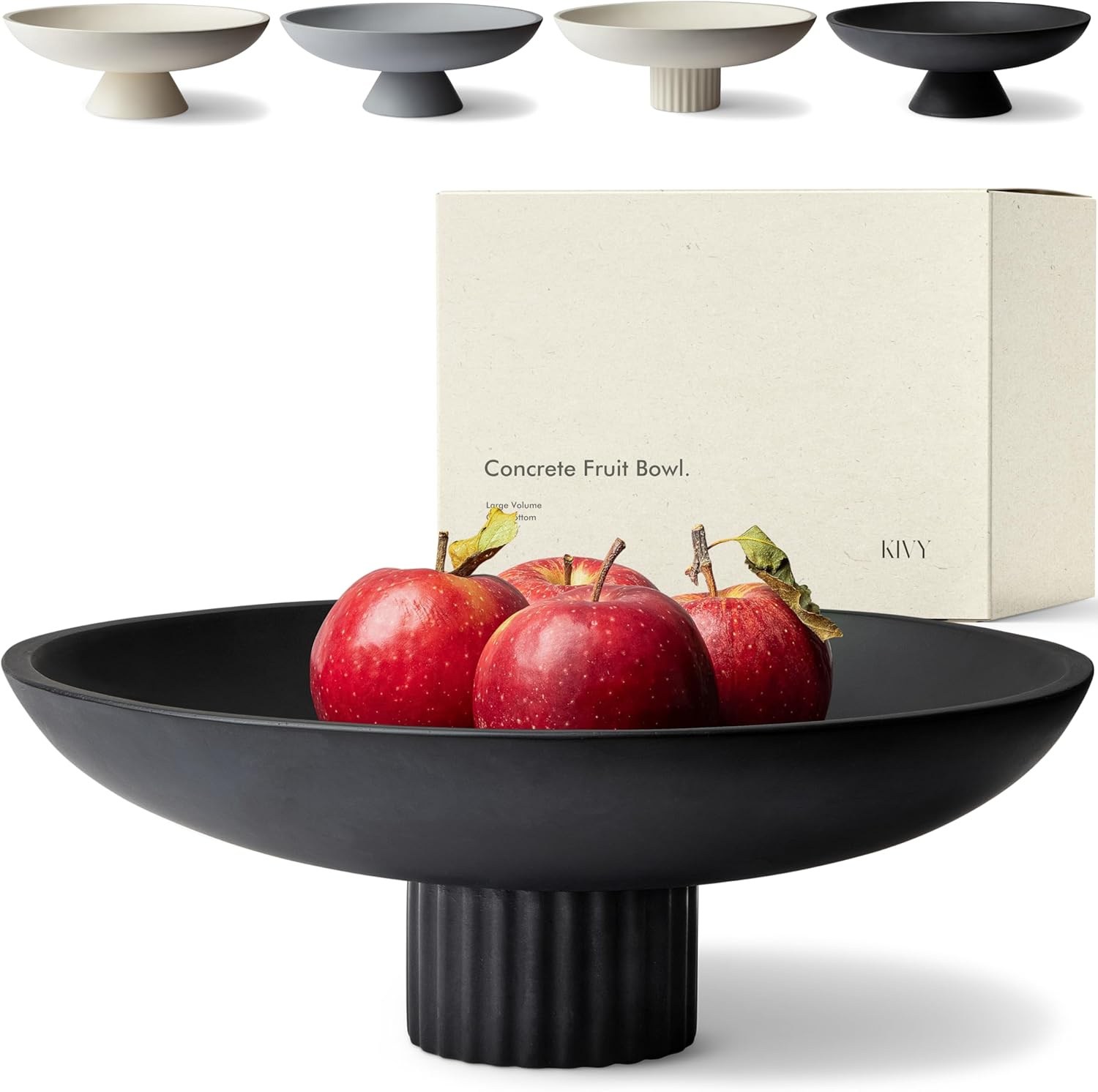 Amazon.com: KIVY Concrete Bowl Stripe (Black - Ribbed) Large Decorative ...