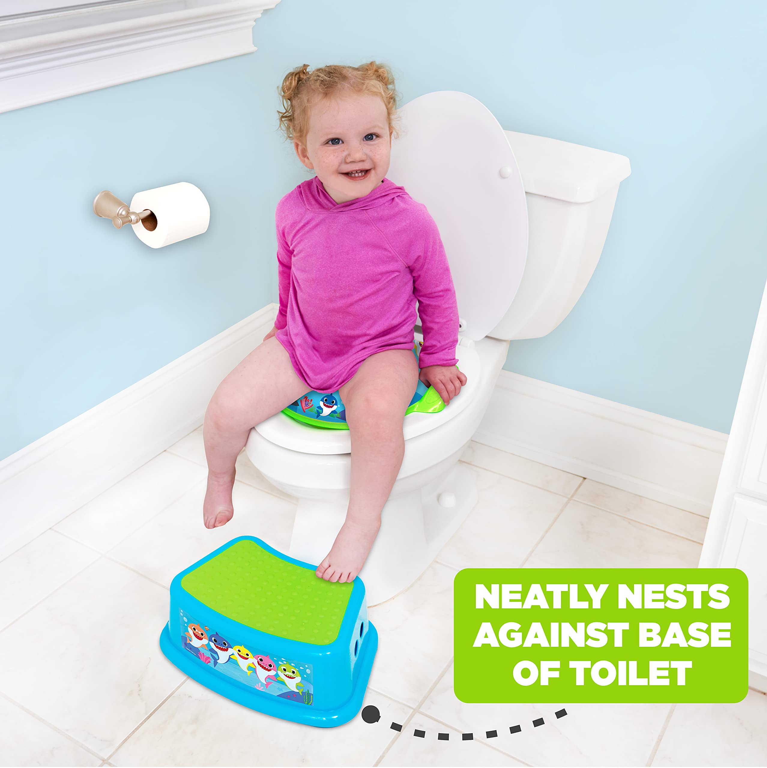 Snapklik.com : PinkFong Baby Shark Bathroom Step Stool For Kids Using ...