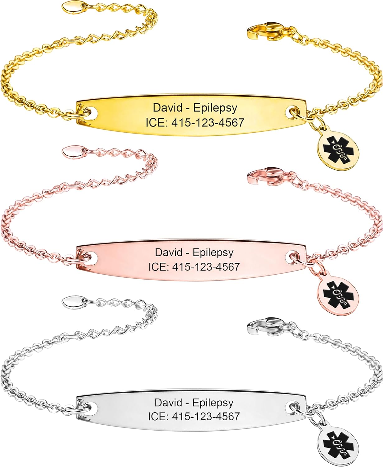 Amazon.com: Kurafeel Personalized Medical ID Bracelets Wristband ...