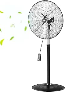 VEVOR Industrial Pedestal Fan, 24 Inch 85-Degree Oscillating Fan ...