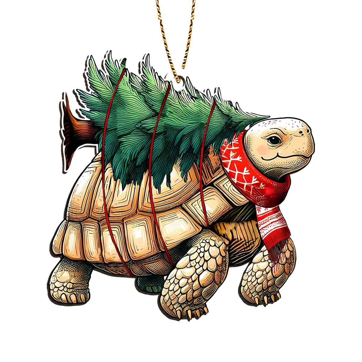 Amazon.com: GENANY 2 Side Printed Wooden Tortoise Christmas Ornaments ...