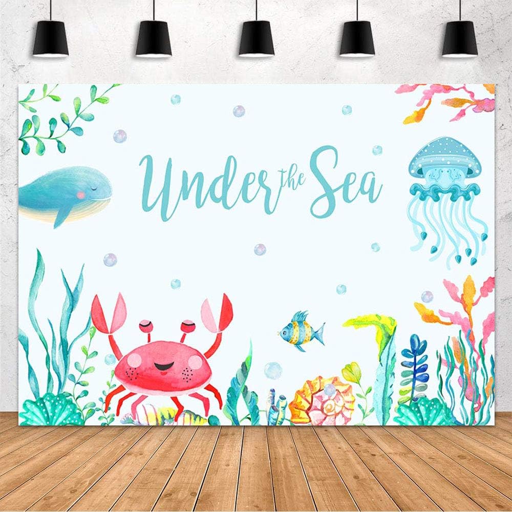 Amazon.com : MEHOFOND Under The Sea Birthday Party Decoration Backdrop ...