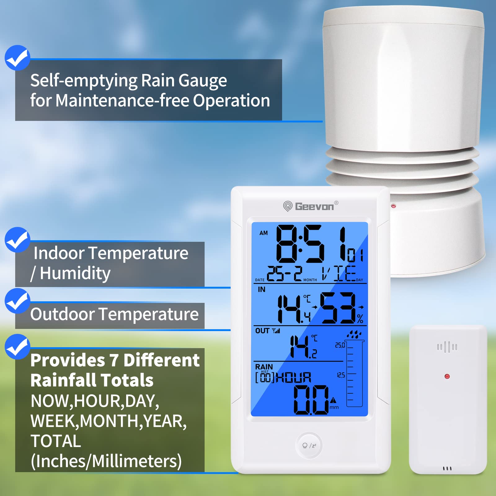 Snapklik.com : Geevon Wireless Digital Rain Gauge