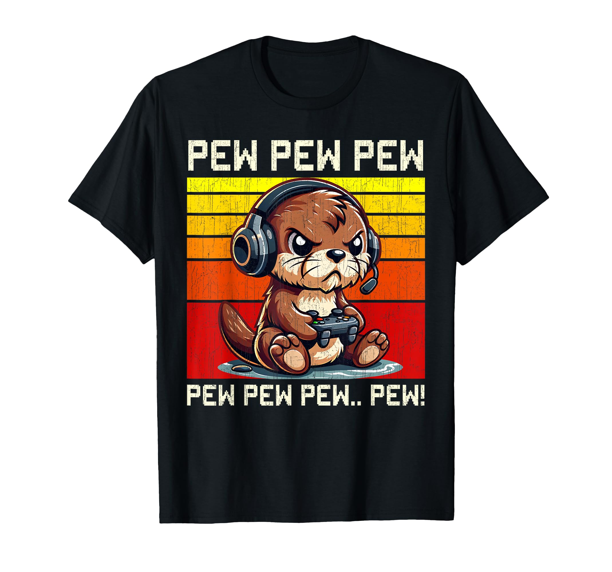 Amazon.com: Otter Gamer Pew Funny Video Games Vintage Boys Men Girls T ...
