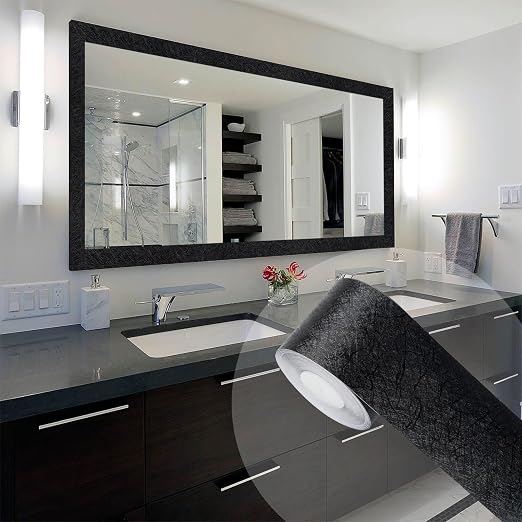 Avinyl 10M Black Silk Mirror Border Peel and Stick for Bathroom Decor ...